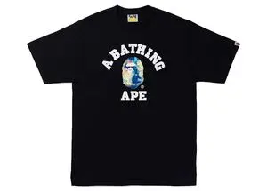 A BATHING APE Tie Dye College Tee Shirtin - Black