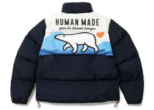 HUMAN MADE Polar Bear Down Padded Jacket - Navy Blue