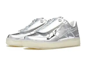 Bape Silver Tone Sneakers For Men