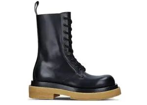 Bottega Veneta Military Calf Lace-Up Boots - Black