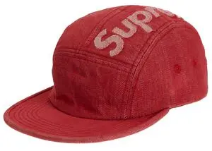 Supreme Top Logo Denim Camp Cap - Red