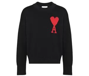 Ami De Coeur Intarsia Merino Wool Oversized Sweater - Black