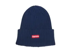 Supreme Overdyed Ribbed Beanie - Navy Blue