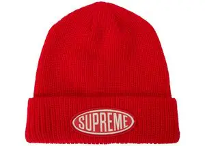 Supreme Oval Patch Beanie - Red