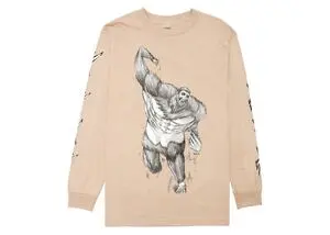BAIT X Attack On Titan Beast Long Sleeve Tee Shirt - Sand