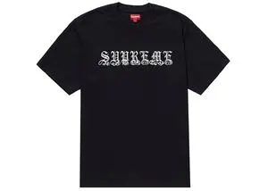 Supreme Old English Rhinestone Short Sleeve Top - Black
