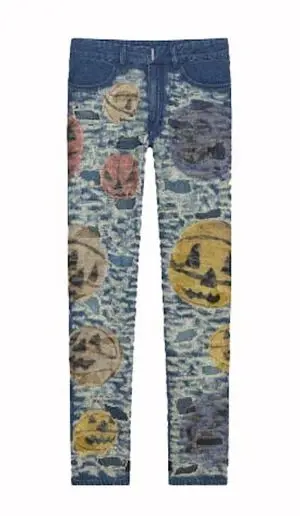 Givenchy X Josh Smith Destroyed Pumpkin Jeans - Blue