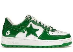 A BATHING APE Sta Patent Leather Sneakers - Green/white