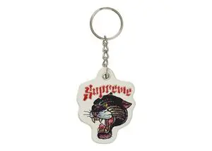 Supreme Panther Keychain - White