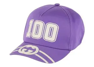 Gucci 100 Baseball Cap With Velcro Strap - Purple/white