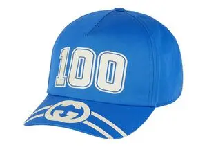 Gucci 100 Baseball Cap With Velcro Strap - Royal Blue/white