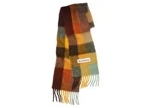 Acne Studios Mohair Checked Scarf Brown/yellow/green