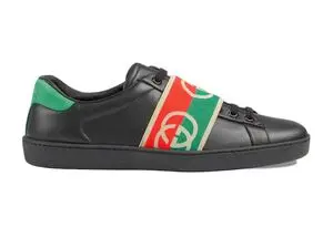 Gucci Ace Elastic Web Interlocking Gg Shoes - Black/red/green