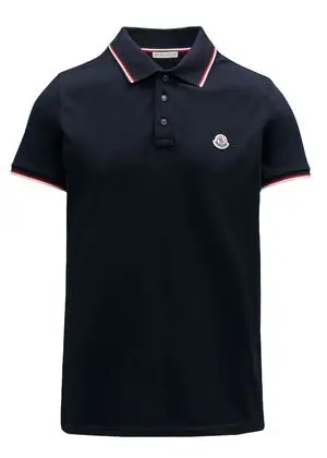 Moncler Logo Polo Shirt - Navy Blue/red/white