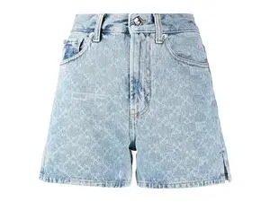 Off-White Bleached Denim Arrow Print Shorts