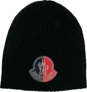 Moncler Knit Beanie - Black/red