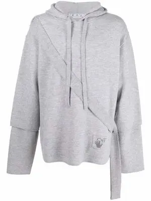 Off-White Asybreezy Band Knit Hoodie - Medium Grey
