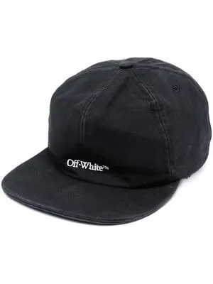 Off-White Bookish Logo Embroidered Baseball Cap - Black/white