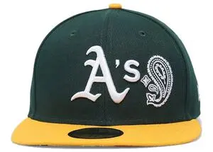 New Era Oakland Athletics Patchwork Paisley Undervisor 59fifty Fitted Hat - Dark Green