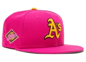 New Era Oakland Athletics 25th Anniversary Patch 59fifty Fitted Hat - Magenta/yellow