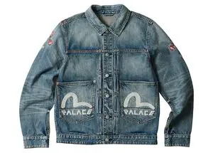 PALACE X Evisu Type One Denim Jacket - Stone Wash