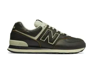 NEW BALANCE 574 Leather Sneakers - Black/cream/brown