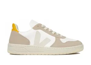 VEJA V-10 Chromefree Leather Sneakers - White/sahara/ouro
