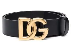 DOLCE & GABBANA Logo Plaque Leather Belt