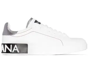 Dolce & Gabbana Portofino Metallic Sneakers - White/black/grey