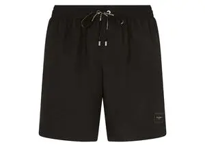 Dolce & Gabbana Mid-length Swim Trunks With Branded Plate