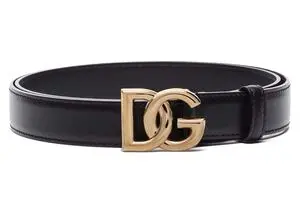 DOLCE & GABBANA Logo Buckle Leather Belt