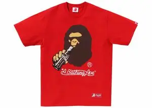 BAPE X Cocacola Ape Head Tee Shirt - Red