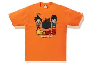A BATHING APE X Dragon Ball Z Son Goku & Son Gohan Baby Milo Tee Shirt - Orange