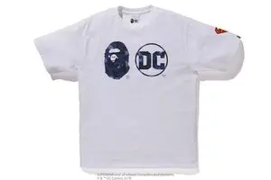 BAPE X Dc Superman Apehead Dc Logo Tee Shirt White/navy Blue