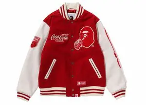 A BATHING APE X Cocacola Varsity Jacket - Red