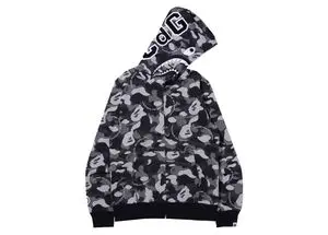 A BATHING APE X Comme Des Garcons Osaka Shark Full Zip Hoodie - Black