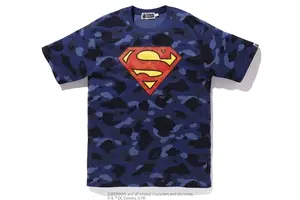 A BATHING APE X Dc Superman Camo Tee Shirt Navy