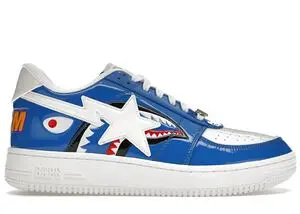 A BATHING APE Sta Low Block Sharkin Sneakers - Blue/white