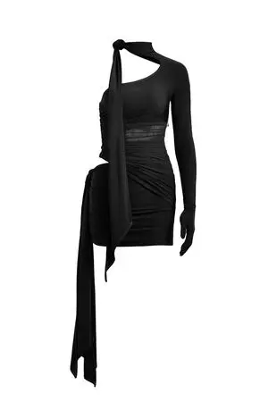 MUGLER Knot-detail One-shoulder Dress - Black