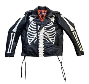 NEIGHBORHOOD X Vlone Skeleton Leather Biker Jacket