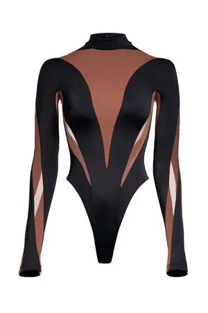 MUGLER Mesh-paneled Bodysuit