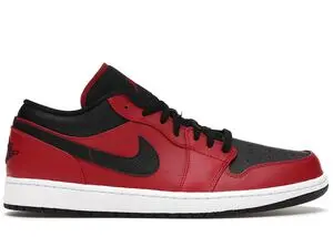 JORDAN 1 Low Reverse Bred Pebbled Swoosh - Gym Red/black/white