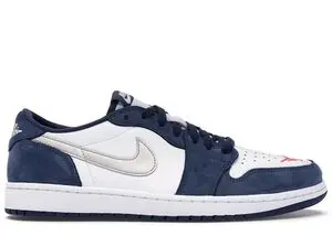 JORDAN 1 Low Sb - Midnight Navy Blue/white/ember Glow