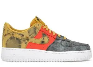 Nike Air Force 1 Low Tie Dye Dark Sulphur Sneakers - Dark Sulfur/team Orange