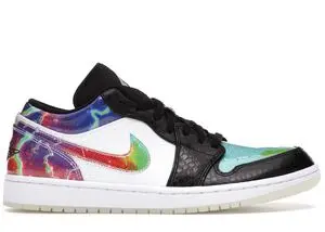 JORDAN 1 Low Galaxy Sneakers - Black/multi Color White