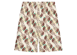 Gucci X The North Face Web Print Silk Shorts - Ivory/brown/green