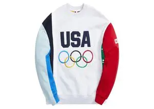 Kith For Team Usa Colorblocked Crewneck Sweatshirt - Light Heather Grey