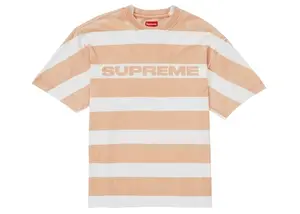 Supreme Printed Stripe Short Sleeve Top - Peach