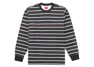 Supreme Printed Stripe Pique Long Sleeve Top - Black