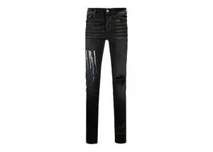 Amiri Embroidered Paint Drip Logo Skinny Jeans - Black